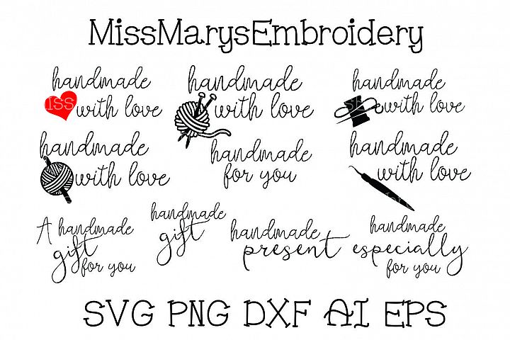 10 Handmade Crafting Sayings SVG Cutting File PNG DXF AI EPS