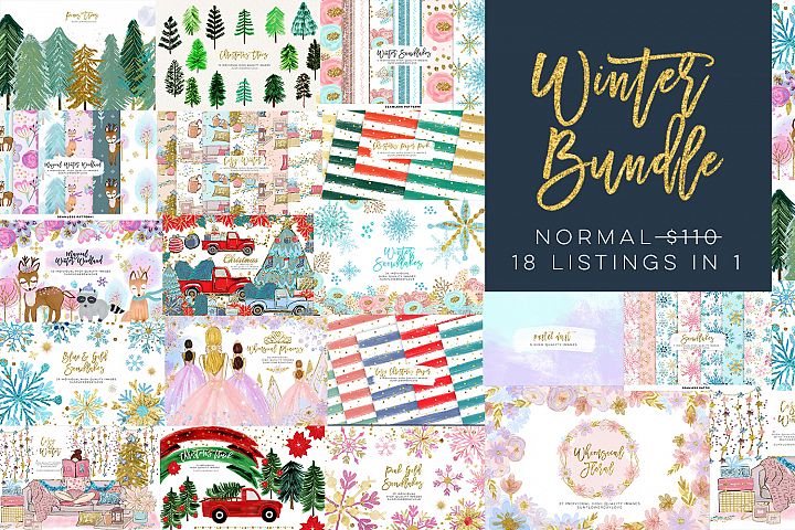 Winter bundle clip art, Christmas and Winter Bundle