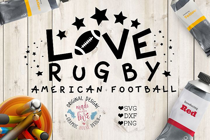 I love Rugby Cut File SVG, DXF, PNG