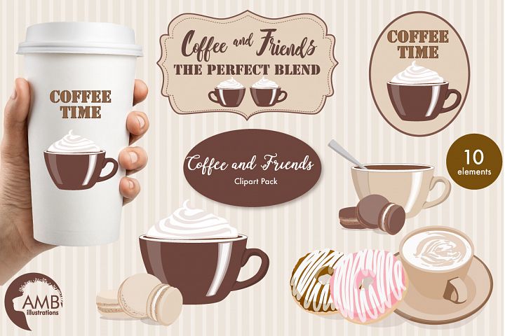 Coffee and Friends, graphic, illustration, clipart -AMB-1566
