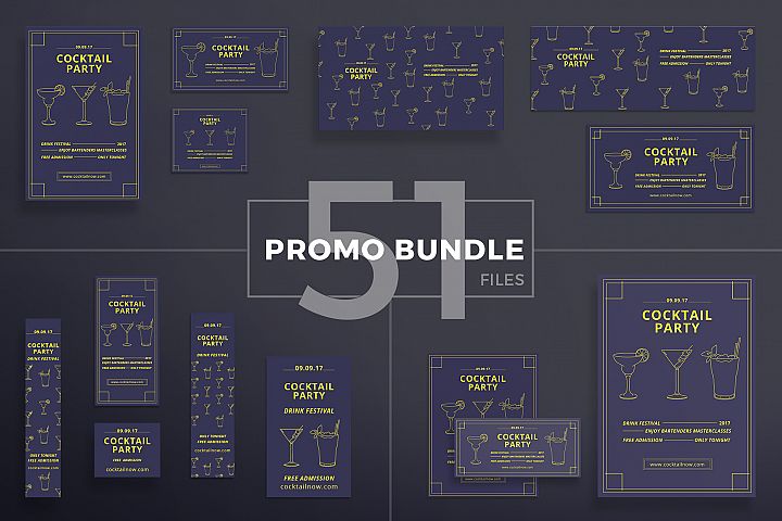Cocktail Party Design Templates Bundle (74780) | Branding | Design Bundles