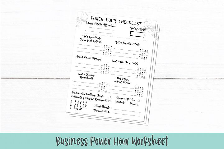 Business Power Hour Worksheet | Daily Work Checklist PDF