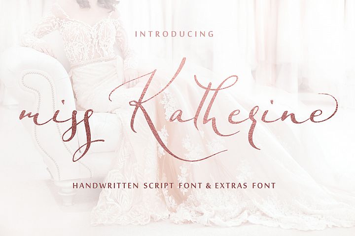 Miss Katherine font + Extras & Logo (56002) | Script | Font Bundles