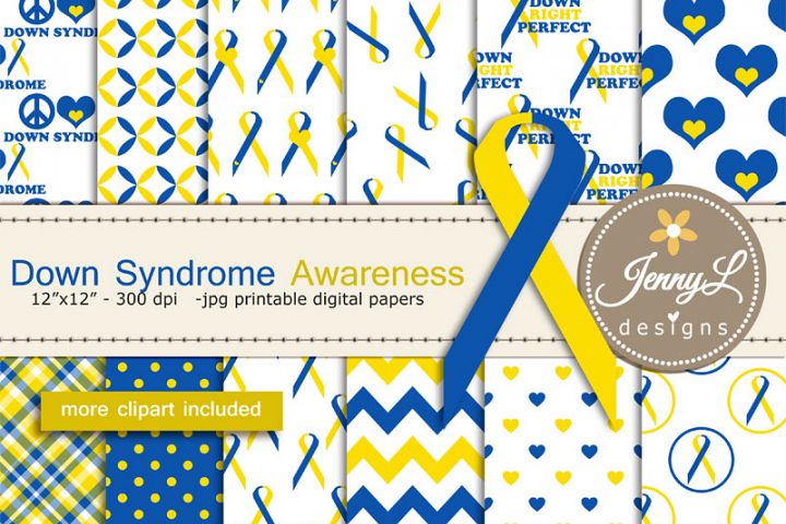 Down Syndrome Awareness Digital Papers and Cipart SET (81914 ...