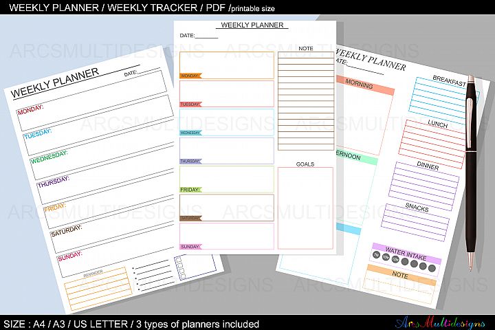 Weekly planner printable / tracker / undated weekly planner