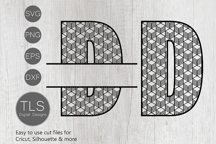 Split monogram Letter D SVG, Geometric Letter D SVG