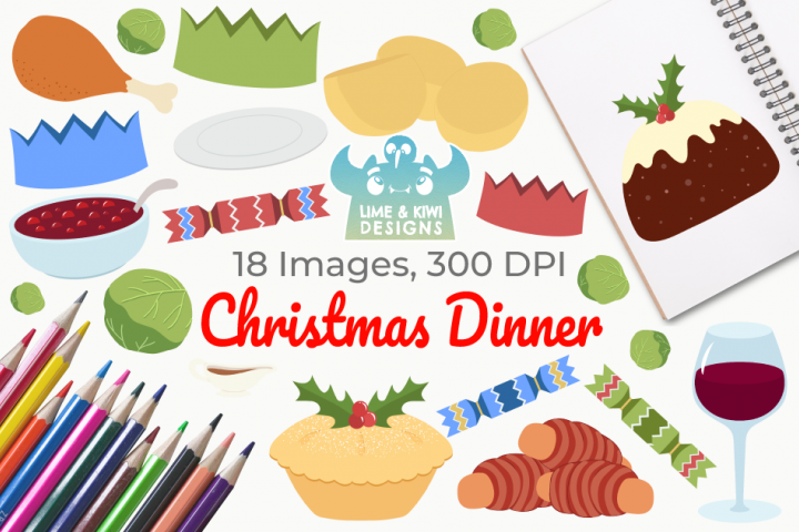 Christmas Dinner Clipart, Instant Download Vector Art (347056 ...