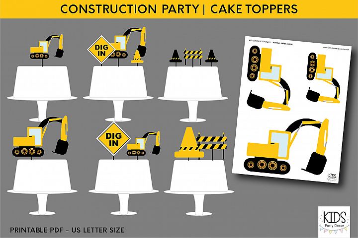 Construction party cake topper, birthday party printables (484175 ...