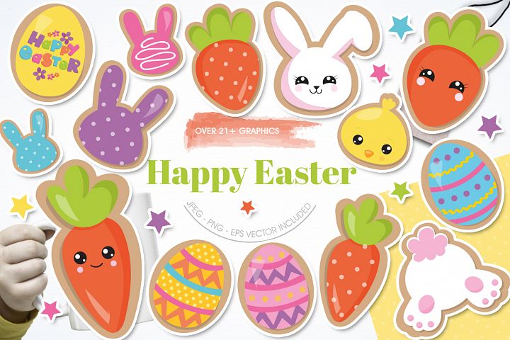 Easter cookies graphics and illustrations, vector