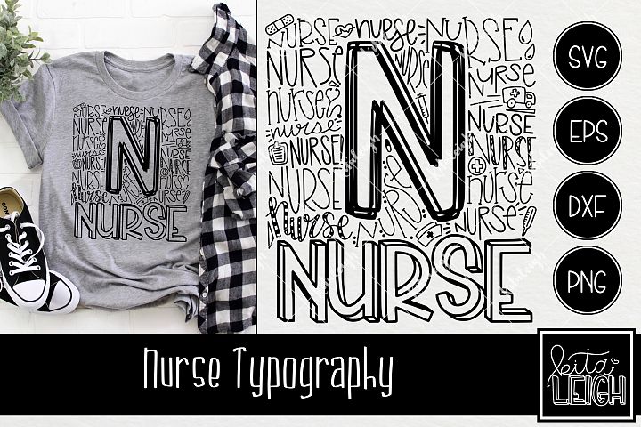 Nurse Typography (123609) | Hand Lettered | Design Bundles