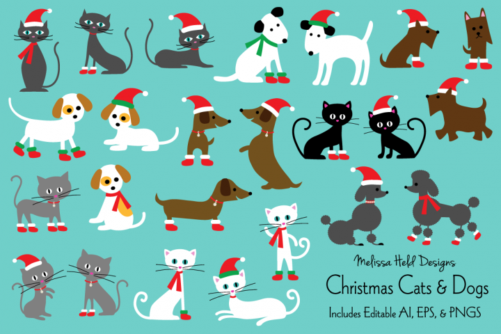 Christmas Cats & Dogs Clipart
