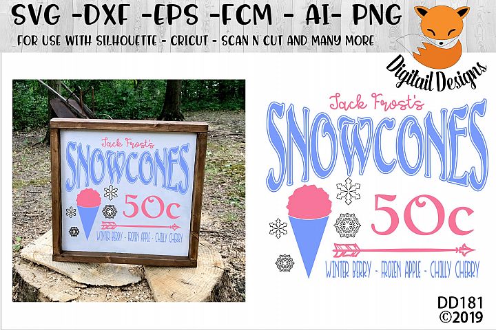 Snow Cones Winter Sign SVG