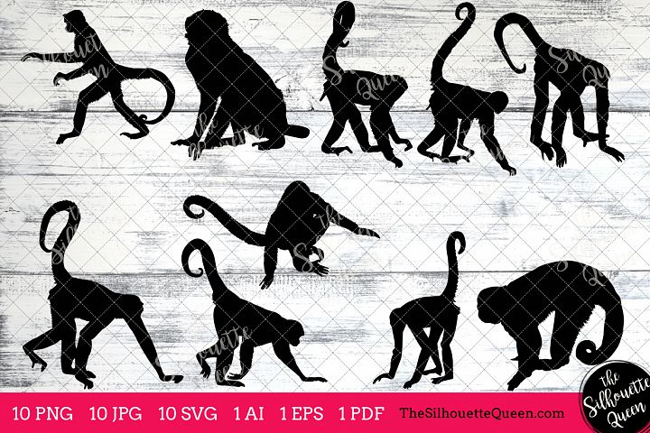Spider Monkey Silhouette Clipart Clip Art (AI, EPS, SVGs, JPGs, PNGs ...