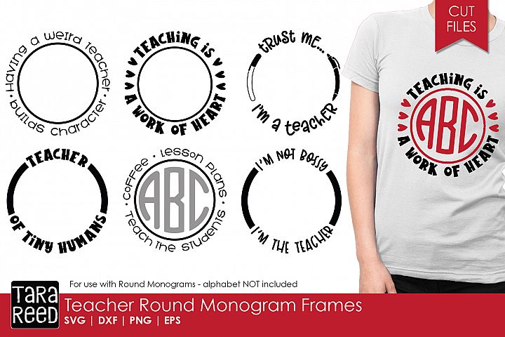 Teacher Round Monogram Frames - SVG and Cut Files (252549) | Cut Files ...