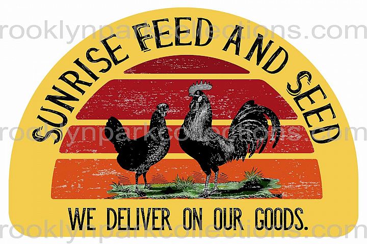Sunrise Feed Seed, Chicken Rooster, Sunset, Art, Print, PNG