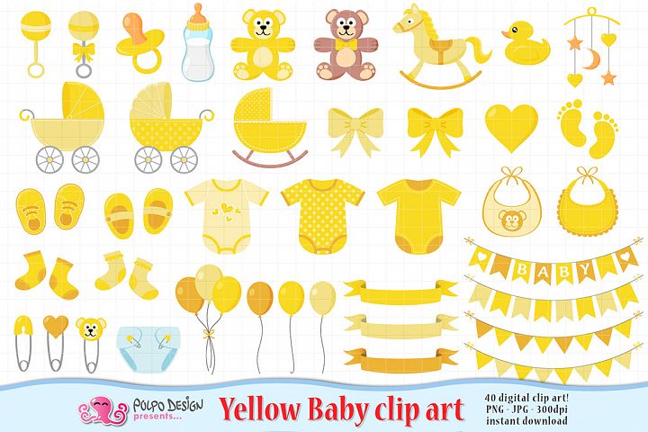 Yellow Baby Clip art (55032) | Illustrations | Design Bundles