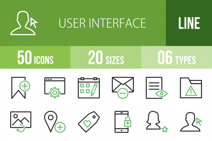 50 User Interface Line Green & Black Icons (162402) | Icons | Design ...