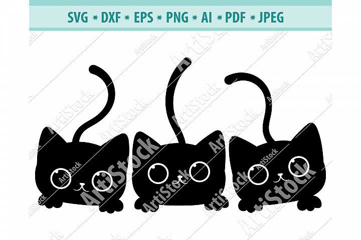Cats peeking Svg, Cute fun kittens Svg, Pets Dxf, Png, Eps