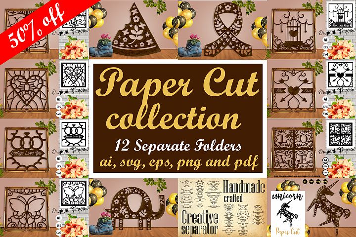 Paper Cut Pack Collection Vol. 1 - SVG, AI, EPS, PNG, PDF (328034 ...