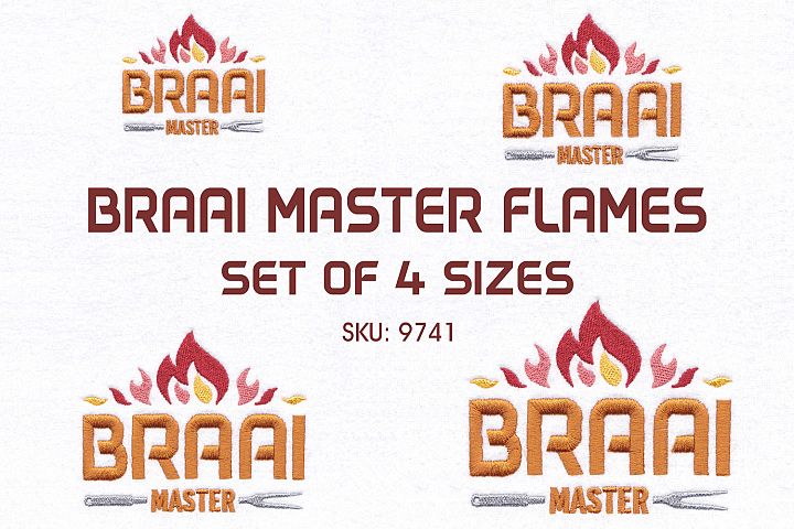 Braai BBQ Master Flamed Embroidery Download Design (122928 ...