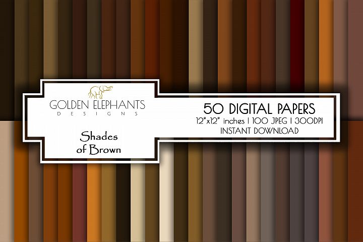 50 Shades of Brown // Solid Colour Digital Paper