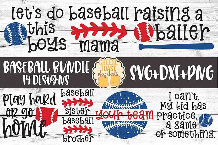 Baseball Bundle - 14 Designs - SVG PNG DXF Cut Files (217345) | SVGs ...
