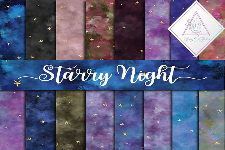 Starry Night Digital Paper (131388) | Textures | Design Bundles