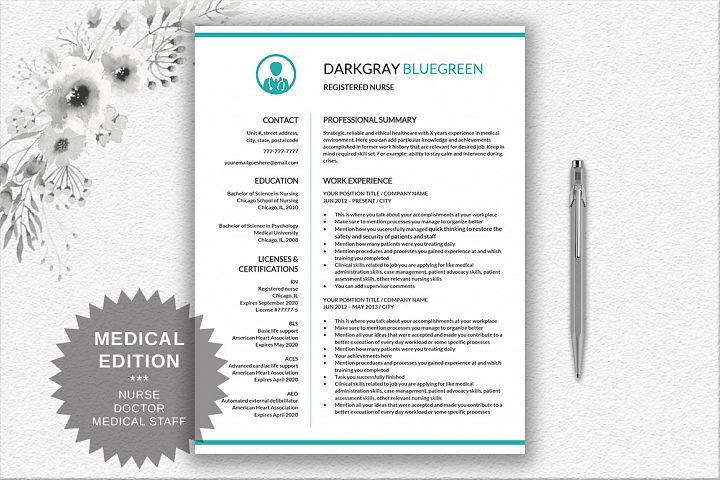 Medical Resume Template (43700) | Resume Templates | Design Bundles