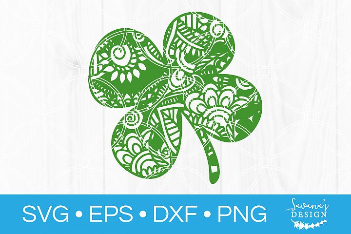 Zentangle Four Leaf Clover SVG Shamrock SVG St Patricks Day