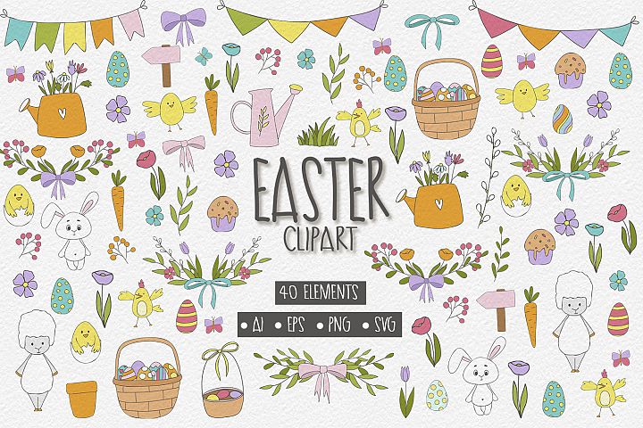 40 Easter Clipart Elements