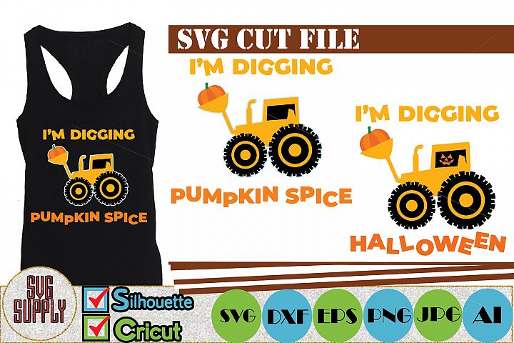 Excavator for Thanksgiving and Halloween SVG (137435) | Cut Files ...