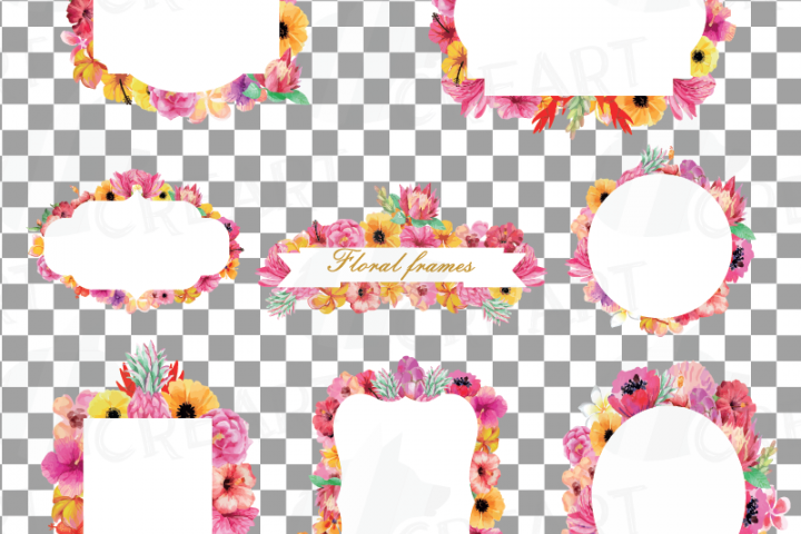 Floral frames watercolor clip art collection, Borders, sweet digital ...