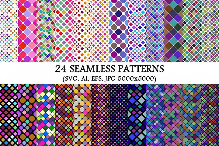 24 Seamless Colorful Square Patterns
