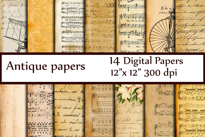 Antique Digital Papers (30325) | Backgrounds | Design Bundles