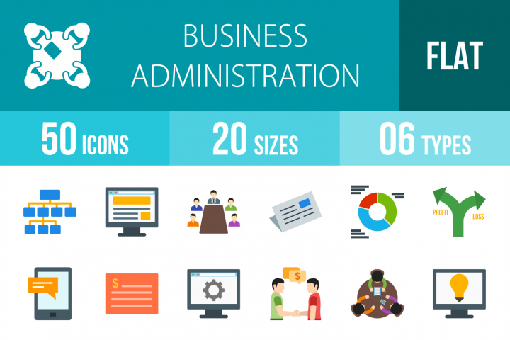 50 Business Administration Flat Multicolor Icons (52274) | Icons ...