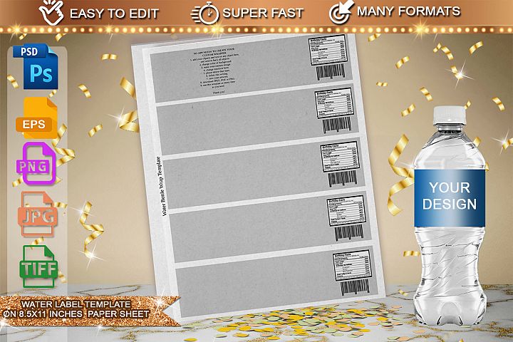 Water Bottle Wrap Template (270498) | Branding | Design Bundles