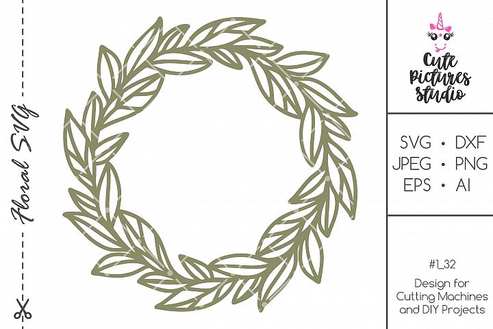 Frame with leaves SVG cut file, Botanical frame