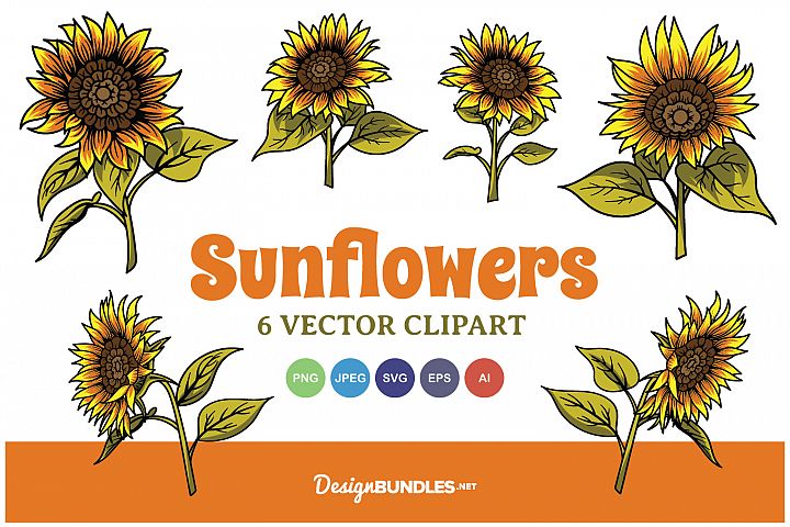 Sunflowers Vector Clipart