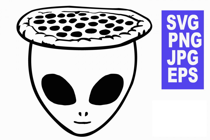 Alien Full Pizza Head - SVG/JPG/PNG Hand Drawing (131863 ...