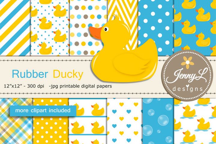 Duck Digital Papers and Cipart SET (81917) | Backgrounds | Design Bundles