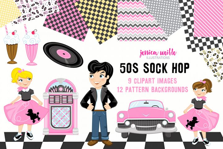 50s Sock Hop Clipart Graphics Collection (140904) | Illustrations ...