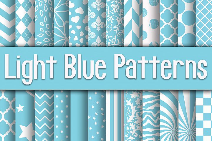 Light Blue Patterns Digital Paper