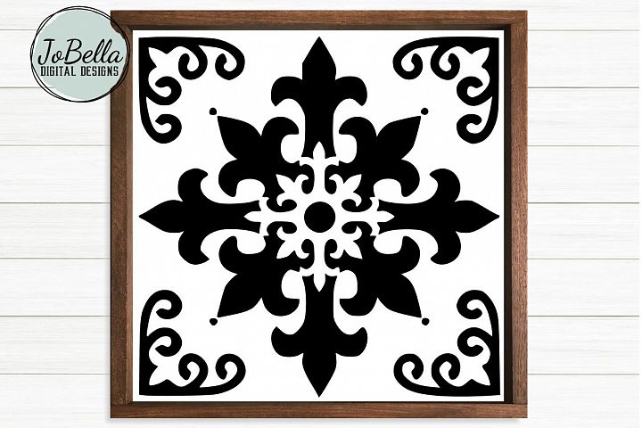 Spanish Tile 2 SVG, Stencil Template and Printable