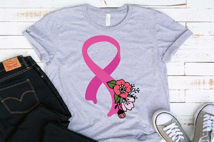 Flower Ribbon Breast Cancer 1464S