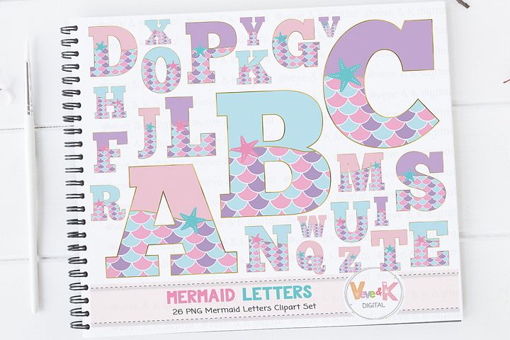 Mermaid Letters, Mermaid Letters Clipart, Mermaid Alphabet, Alphabet ...