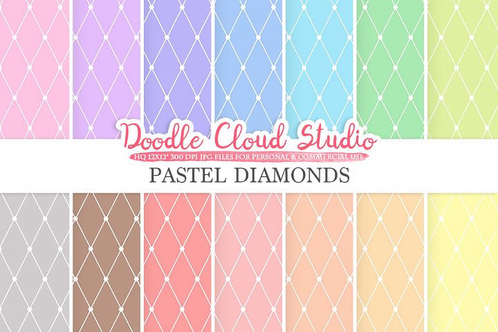 Pastel Diamond digital paper, Diamond pattern, Digital Diamond, pastel ...