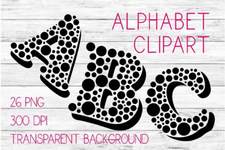 Dotted alphabet clipart set