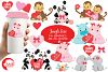 Happy Valentine clipart, Jungle animals clipart, graphics illustrations ...