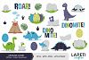 Cute dinosaur clipart set