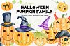 Halloween Pumpkin Family Clipart, Personalised Print Creator